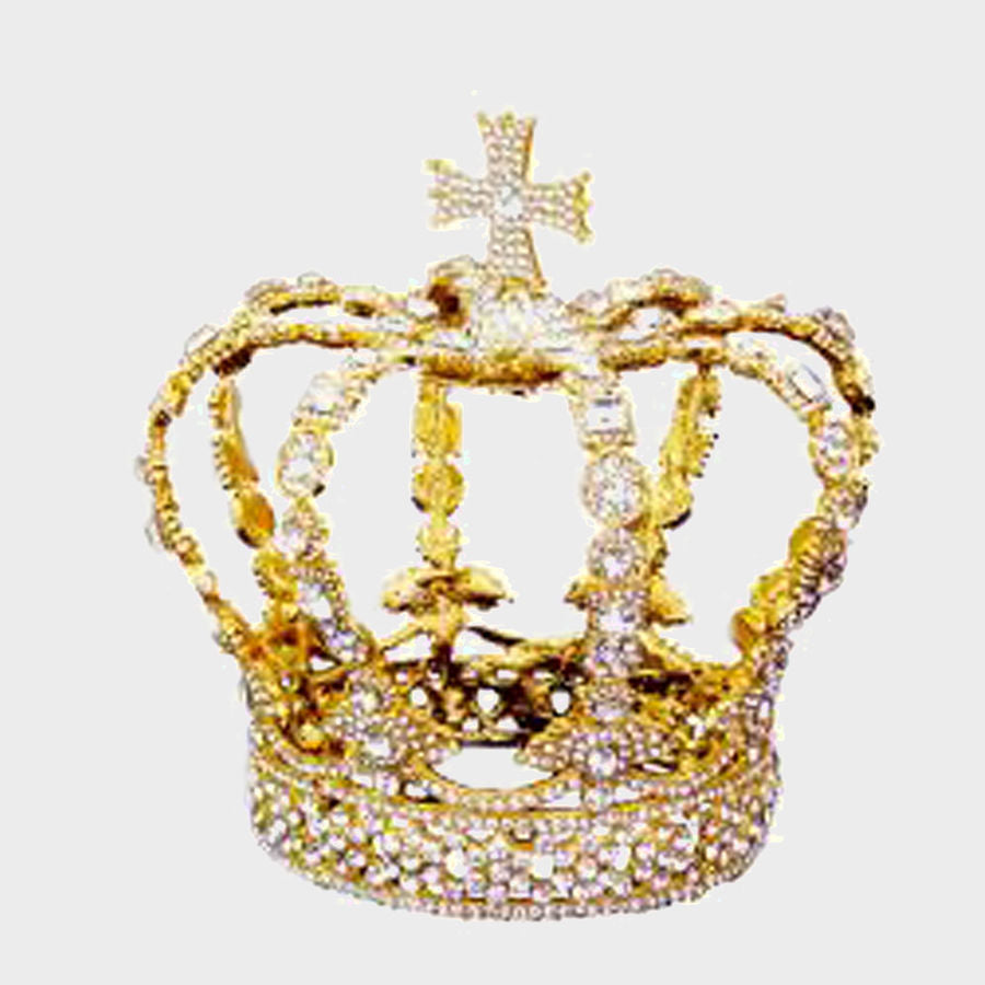 HG500-GD - 6" Gold Vintage Royal Crown Cake Topper Decor with Cross an ...